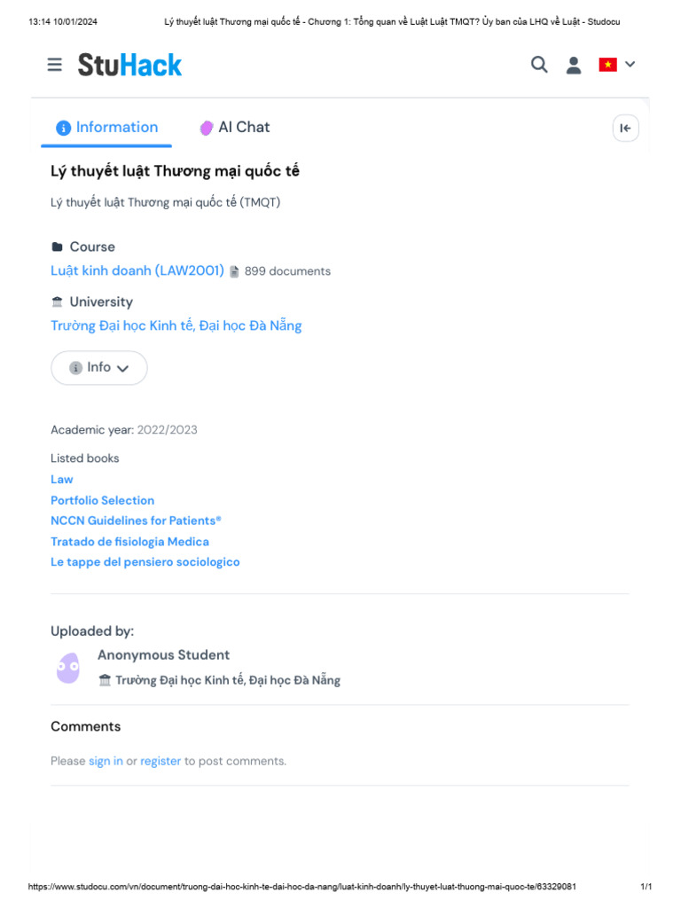 Lý Thuyết Luật Thương Mại Quốc Tế - Chương 1 - Tổng Quan Về Luật Luật TMQT - Ủy Ban Của LHQ Về ...