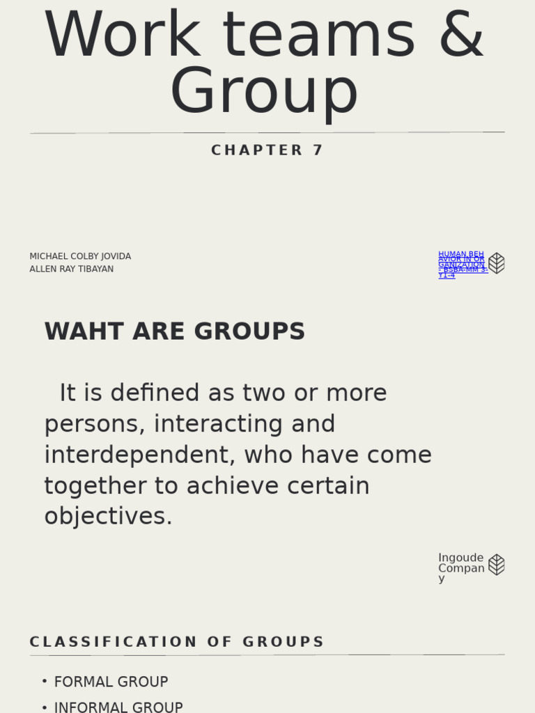 Chapter 7 Work and Groups | PDF | Behavioural Sciences | Human Communication