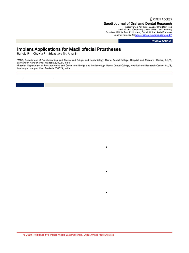 Implant in Maxillofacial Prosthesis | PDF | Dental Implant | Implant ...
