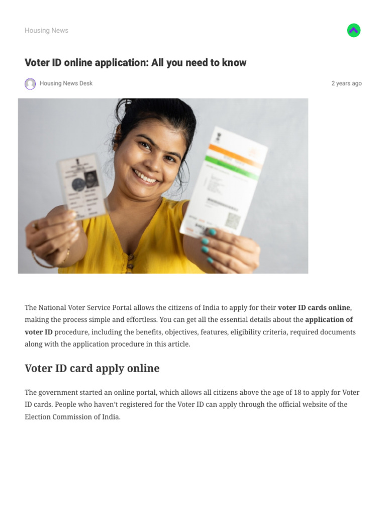 Voter ID Application Process in India | PDF | Identity Document ...
