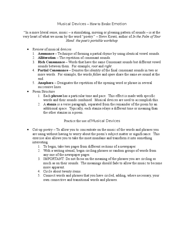 Poetry Handout | PDF | Poetry | Linguistics