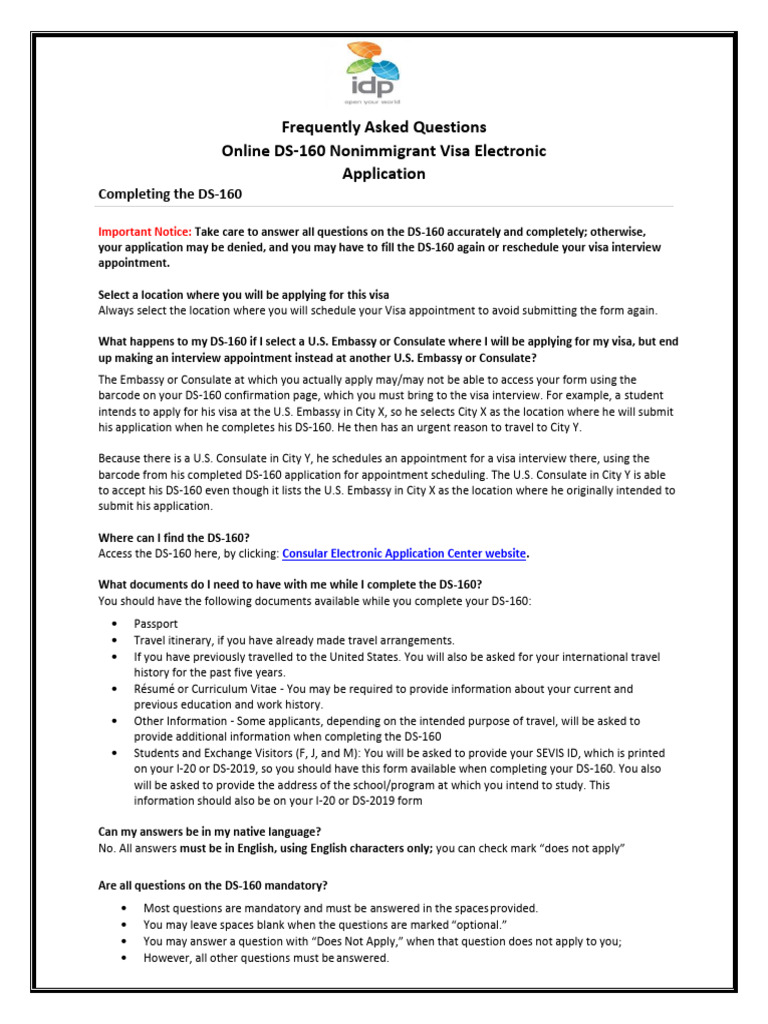 DS-160 Visa Application Guide | PDF | Identity Document | Travel Visa