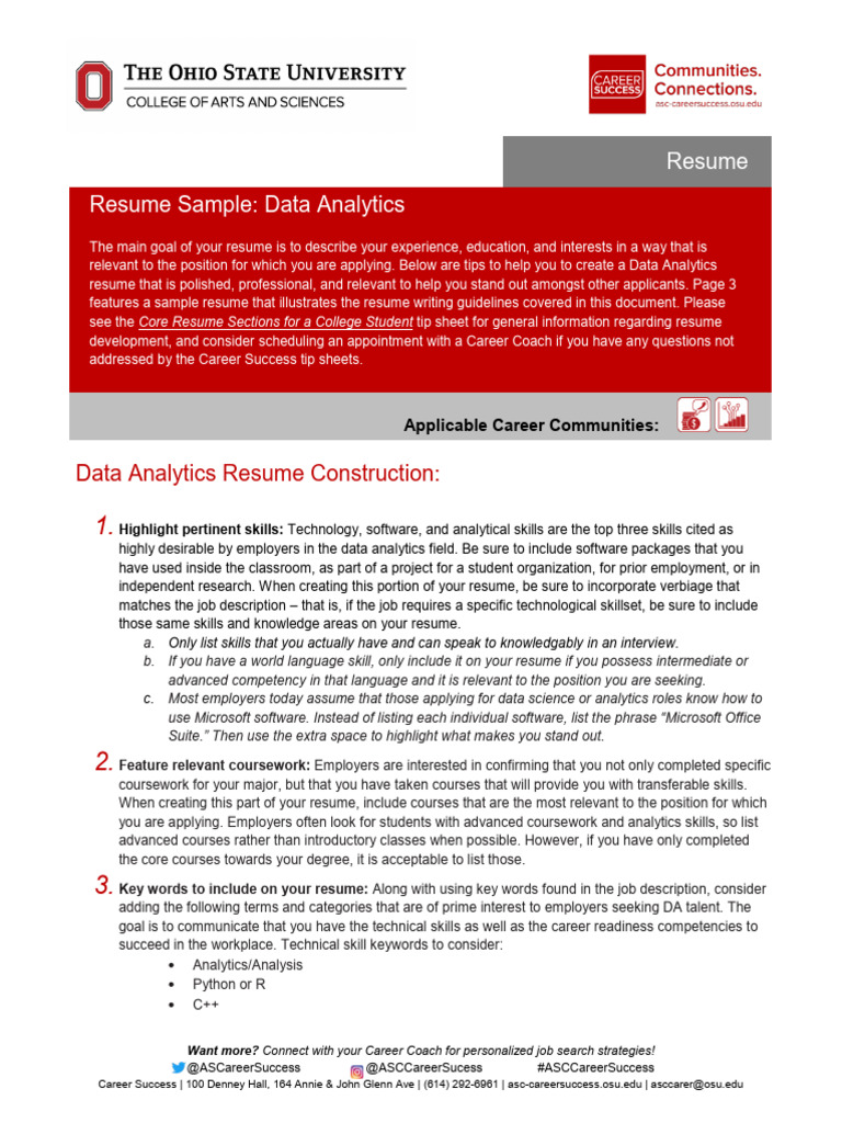 Data Analytics Resume Guide | PDF | Résumé | Analytics
