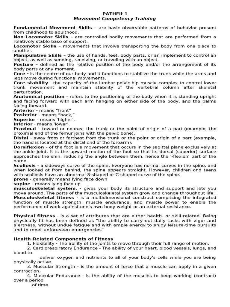 Movement Competency Training Handouts | PDF | Anatomical Terms Of ...