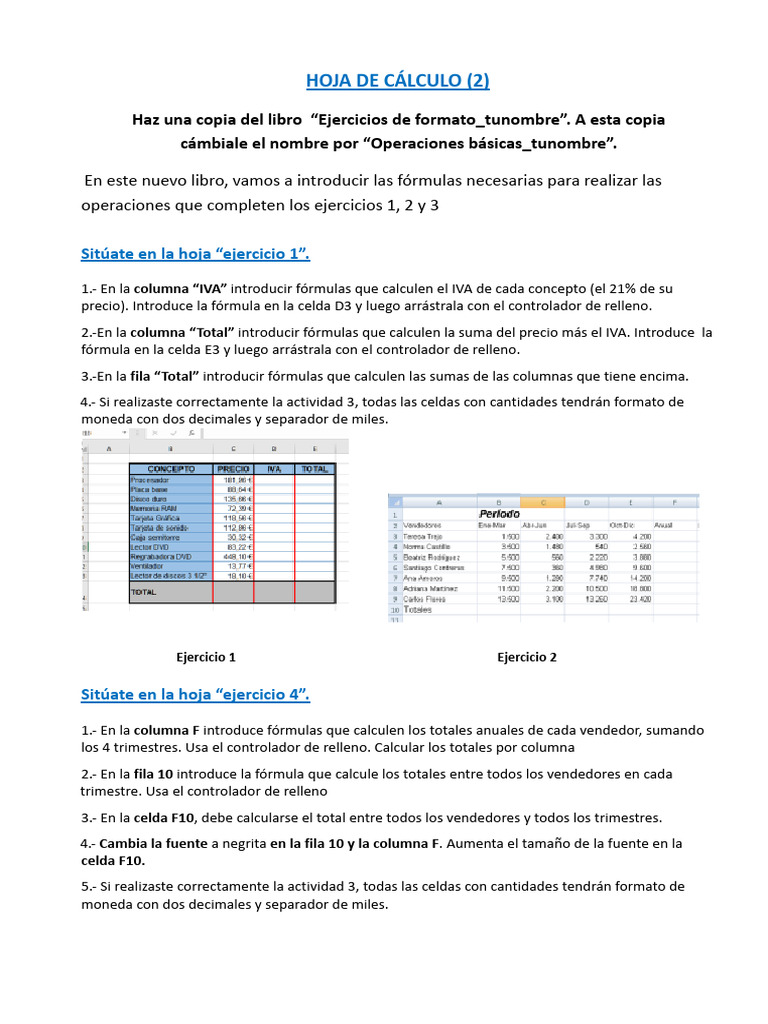 Práctica 2 - Hoja de Cálculo | PDF | Hoja de cálculo | Matemáticas