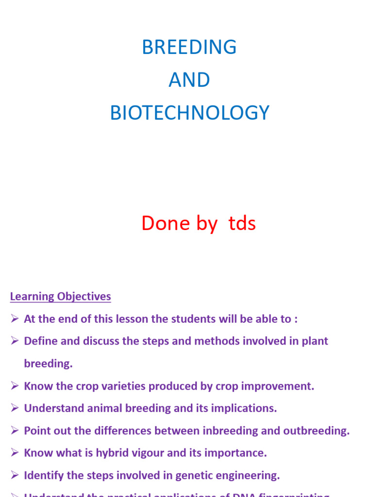 Plant Breeding and Biotechnology Overview | PDF | Stem Cell | Molecular ...