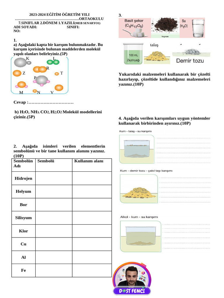7.sinif 2.donem 1.yazili CENGIZ DOST | PDF