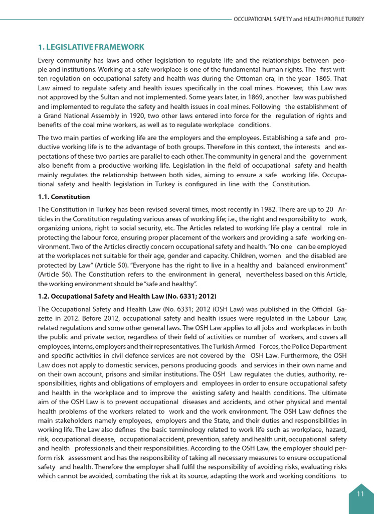 Legislative Framework 1 | PDF | Occupational Safety And Health | Labour Law