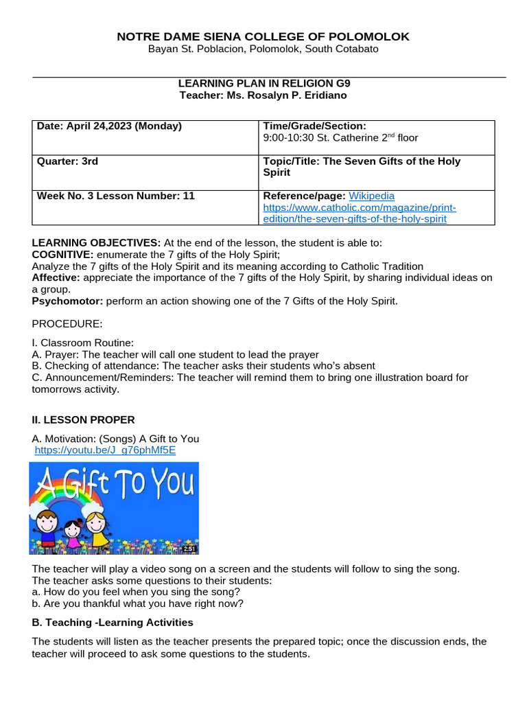 Educ 105 Lesson Plan | PDF | Teachers | Education Theory