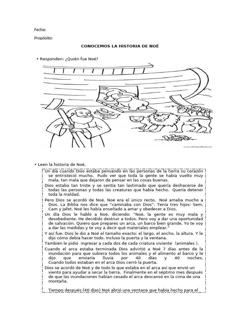 Ficha D La Historia de Noe | PDF | Noé | Arca de Noé