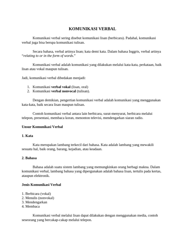 Penjelasan Komunikasi Verbal Dan Non Verbal | PDF | Kajian Bahasa Asing Penjelasan Komunikasi Verbal Dan Non Verbal | PDF | Kajian Bahasa Asing
