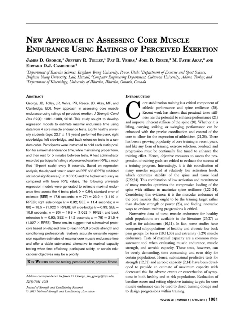 New Approach in Assessing Core Muscle Endurance.24 | PDF | Errors And ...