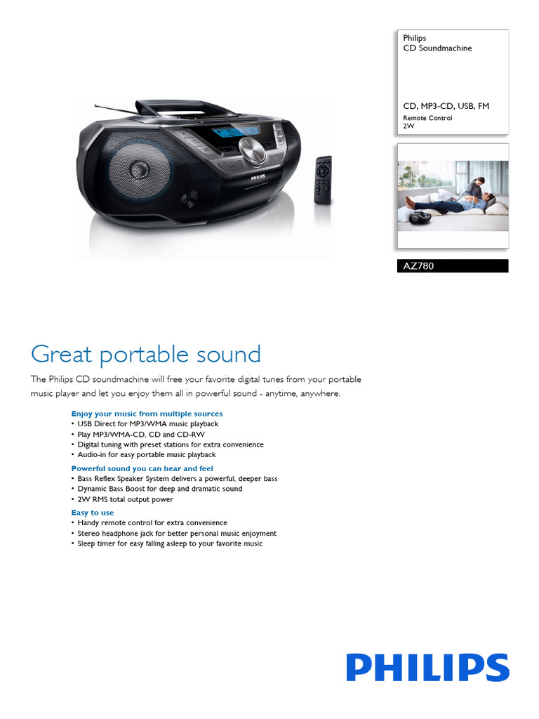 Philips-2690994064-Az780 12 Pss | PDF | Loudspeaker | Headphones