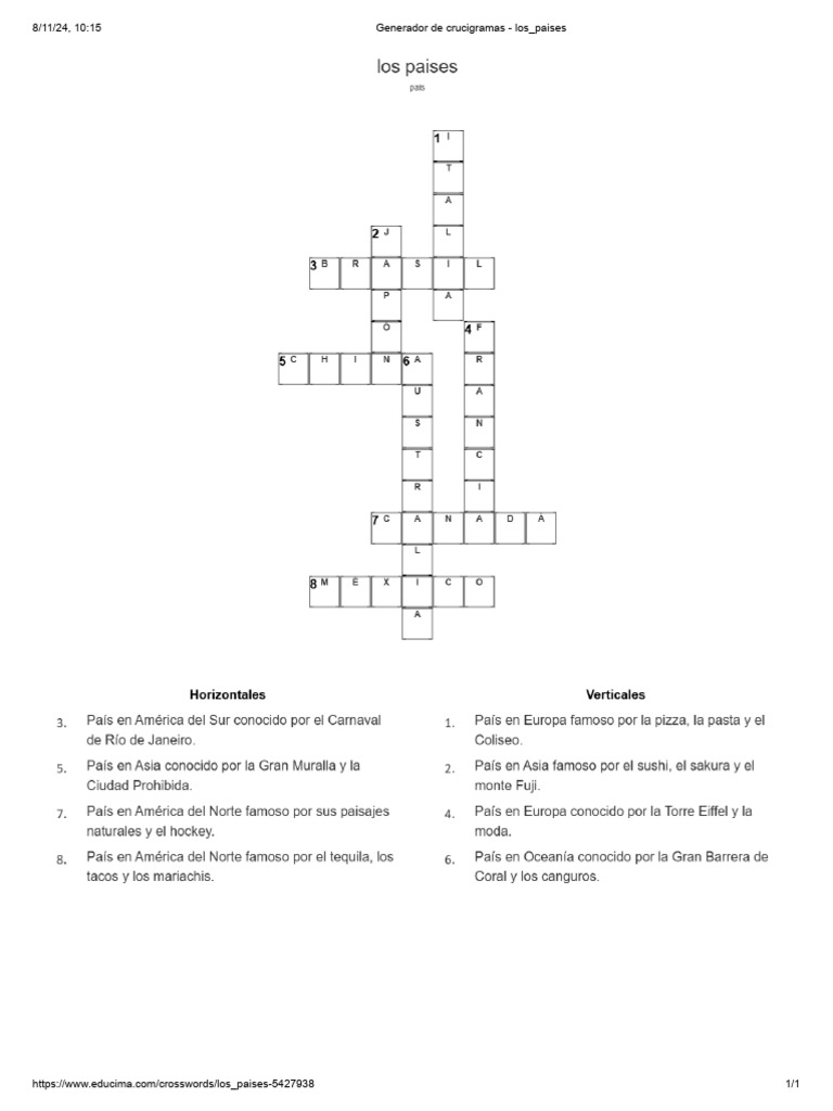 Generador de Crucigramas - Los - Paises | PDF