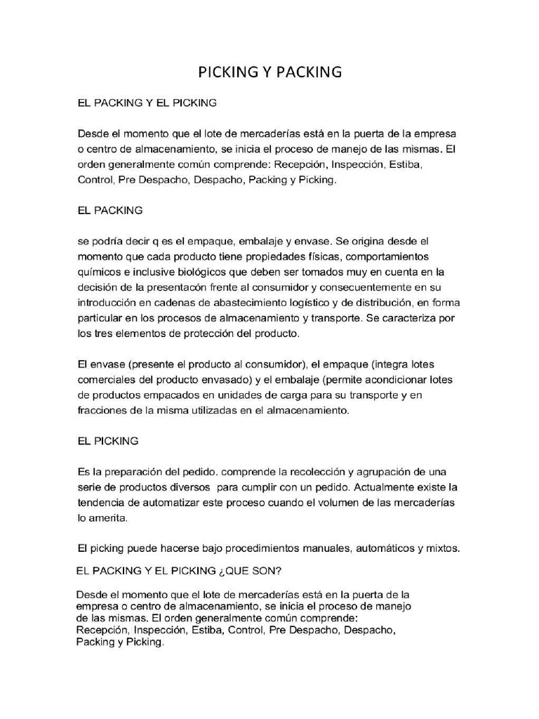 Picking y Packing | PDF