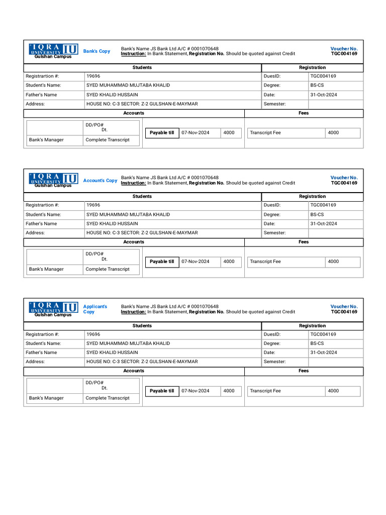 Mujtaba Transcript | PDF | Banking | Financial Services