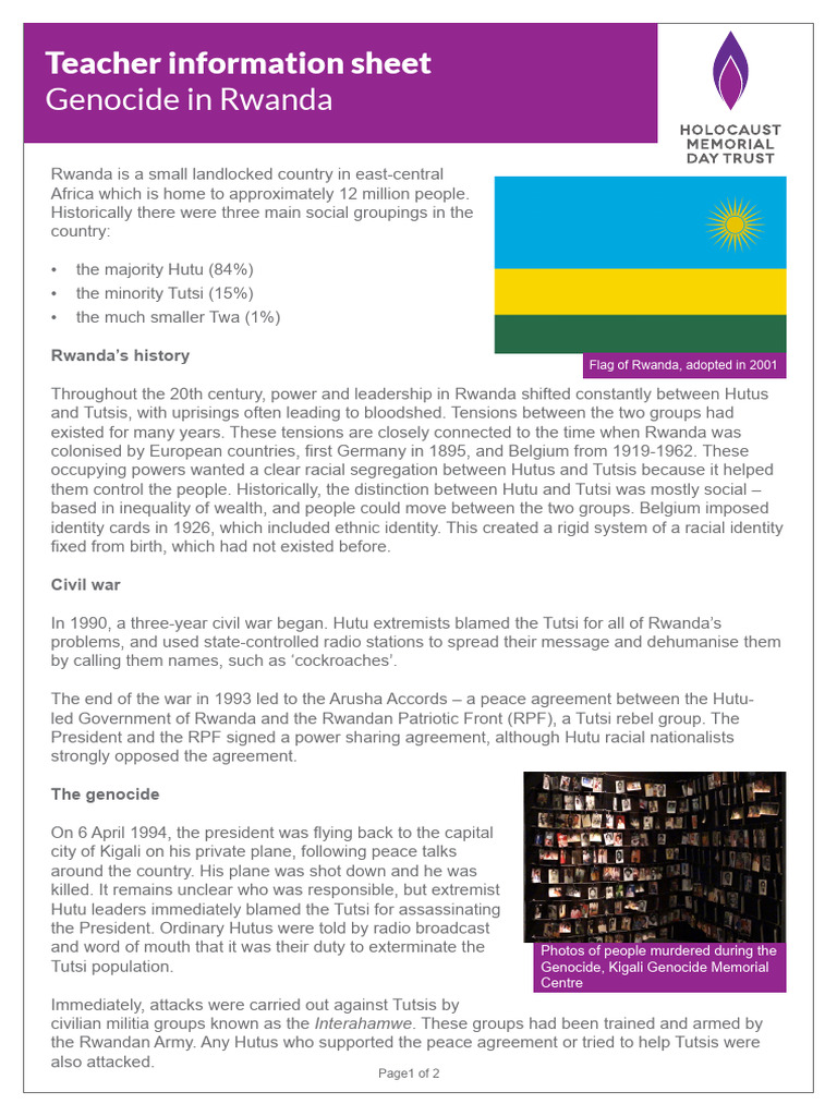Rwanda Genocide: Teacher's Guide | PDF | Rwandan Genocide | Hutu