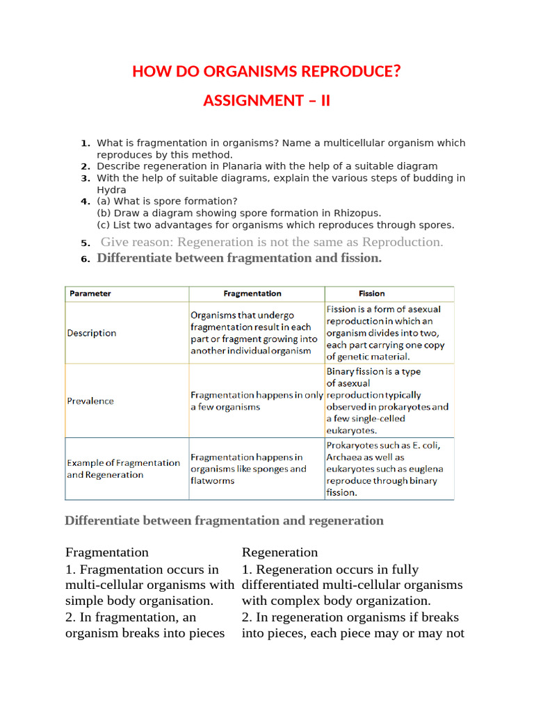 Assignment 2 - How Do Organisms Reproduce | PDF | Wellness | Science & Mathematics