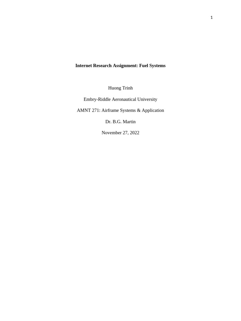 AMNT 271 Internet Research Assignment Fuel Systems | PDF | Aviation ...