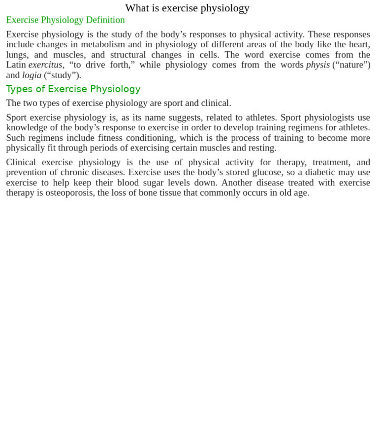 Exercise Physiology 1 | PDF