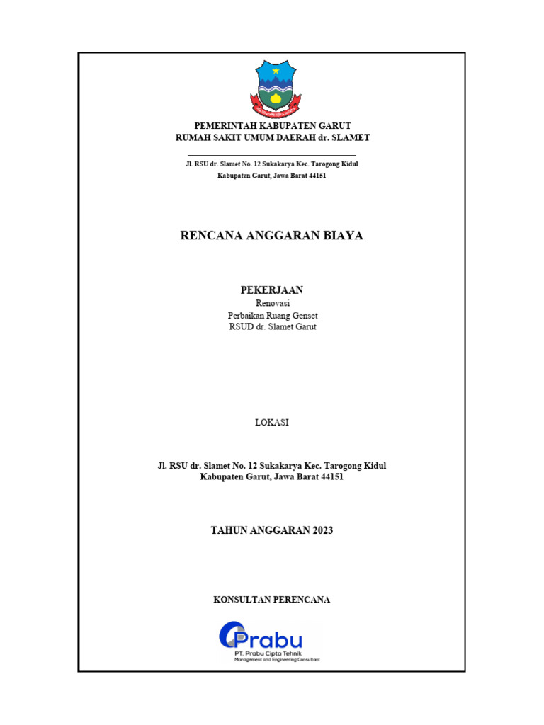 Cover RAB RUANG GENSET | PDF | Sains & Matematika