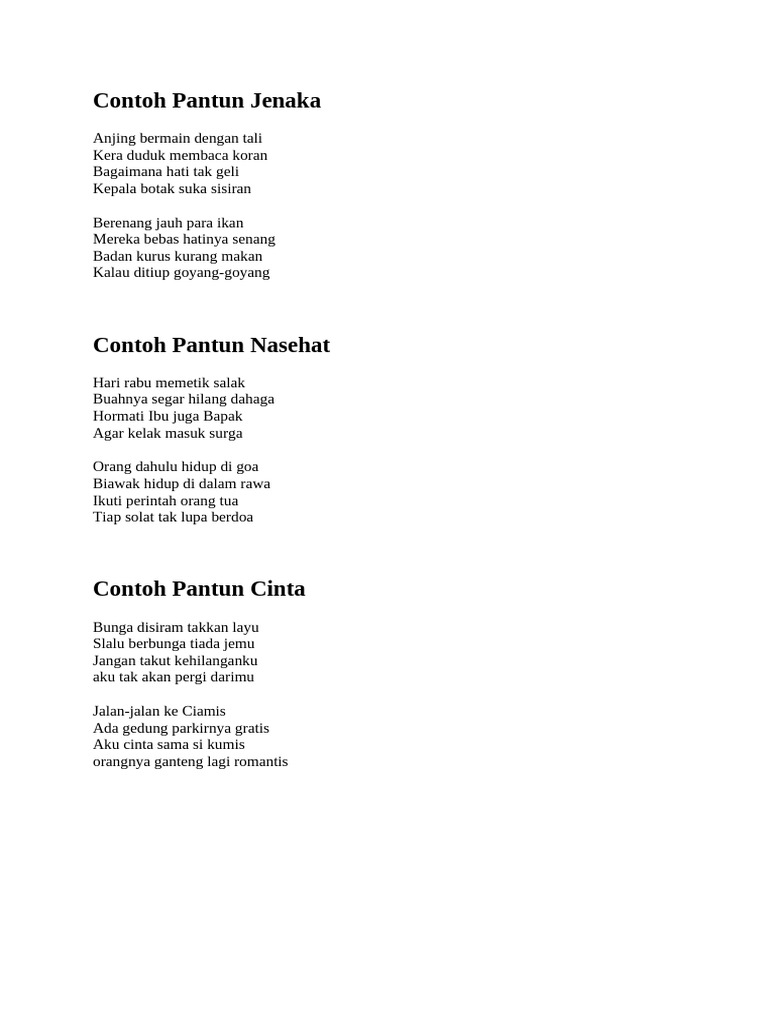 Kumpulan Contoh Pantun Jenaka | PDF