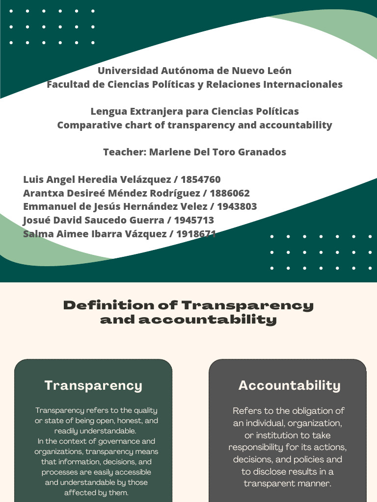 Comparative Chart Tranparency & Accountability Equipo 2 | PDF | Freedom ...