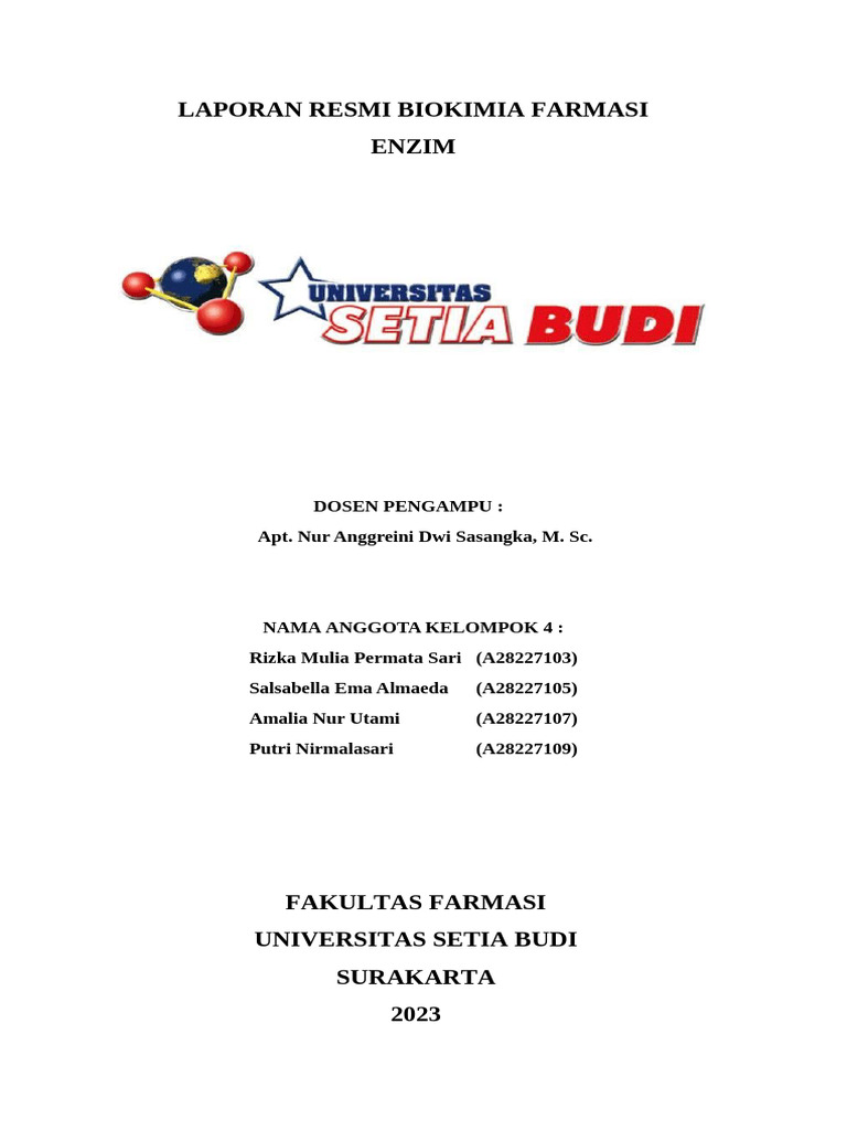 Laporan Resmi Biokimia Farmasi Enzim | PDF