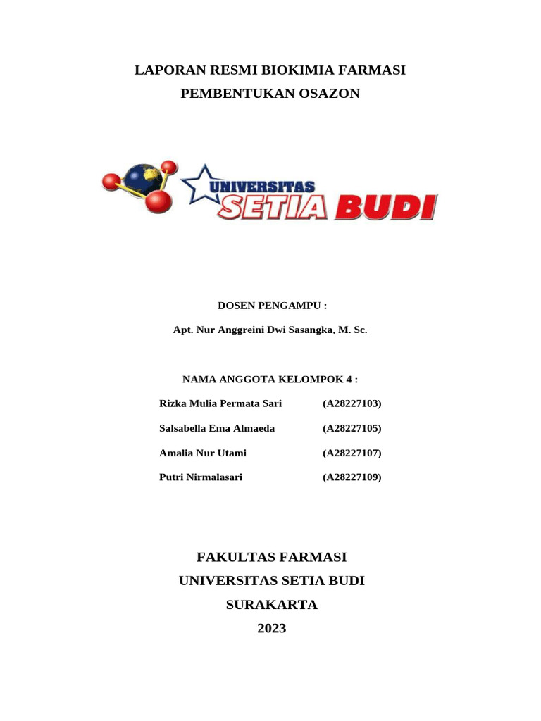 Laporan Resmi Biokimia Farmasi Osazon | PDF