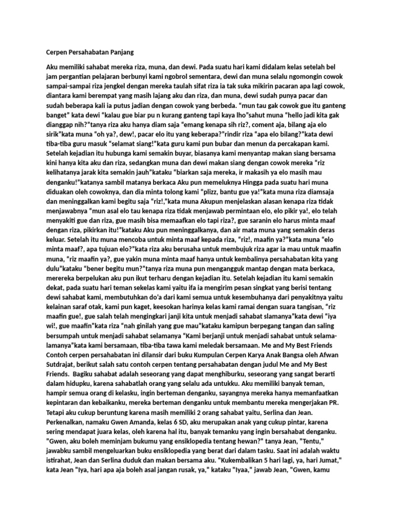 2 Cerpen Persahabatan Panjang | PDF | Agama & Spiritualitas