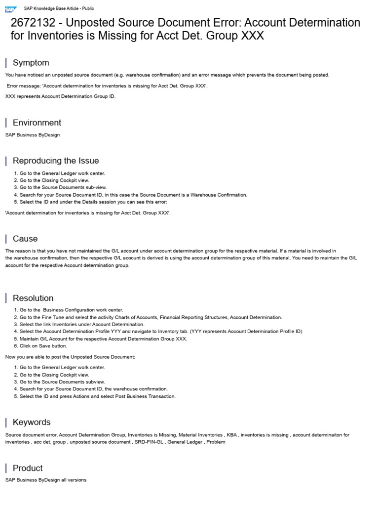 Account Determination Error in ByDesign | PDF | Finance & Money Management