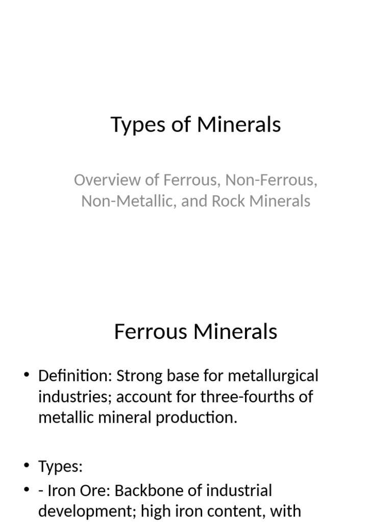 Types of Minerals Presentation | PDF | Art | Science & Mathematics