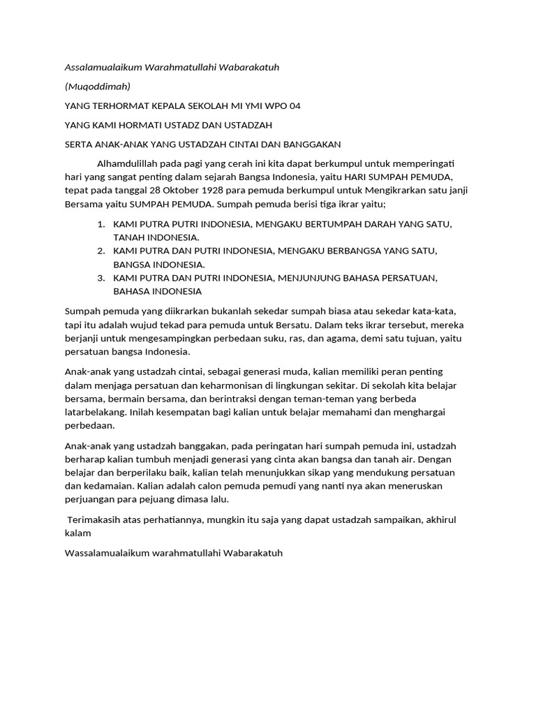 Teks Amanat Upacara Hari Sumpah Pemuda 2024 | PDF | Kajian Bahasa Asing
