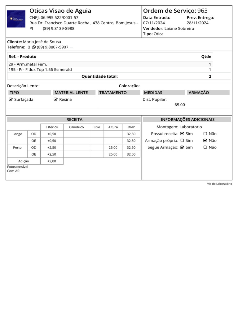 Ordemservico Laboratorio 963 AokrqY | PDF