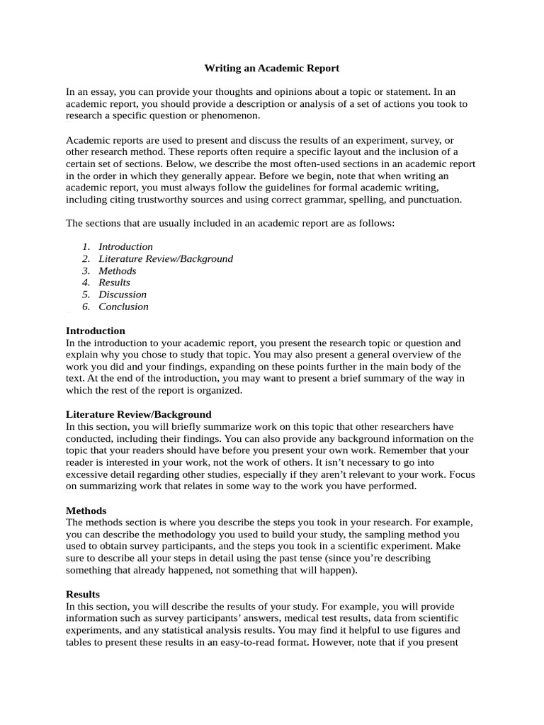 Writing An Academic Report | PDF | Survey Methodology | Science