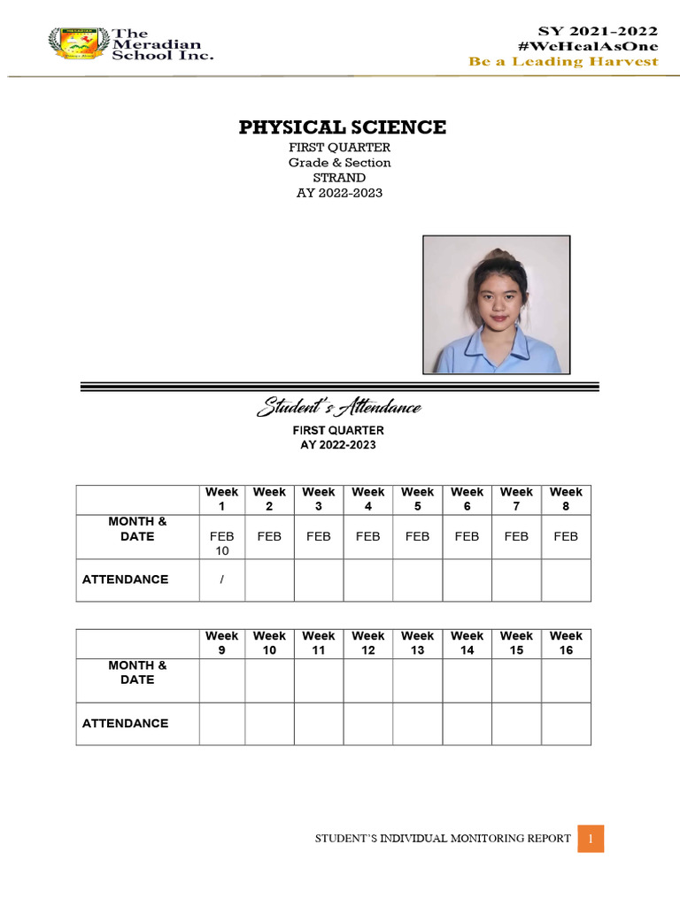 Student Monitoring Report: Physical Science | PDF