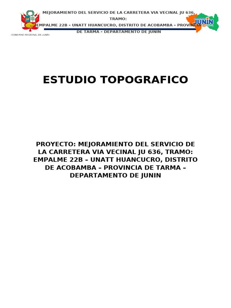 Estudio Topográfico Carretera JU 636 | PDF | Topografía | Sistema de información geográfica