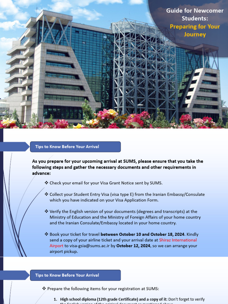 Guide For Newcomers-Before Arrival 18.7.1403 | PDF