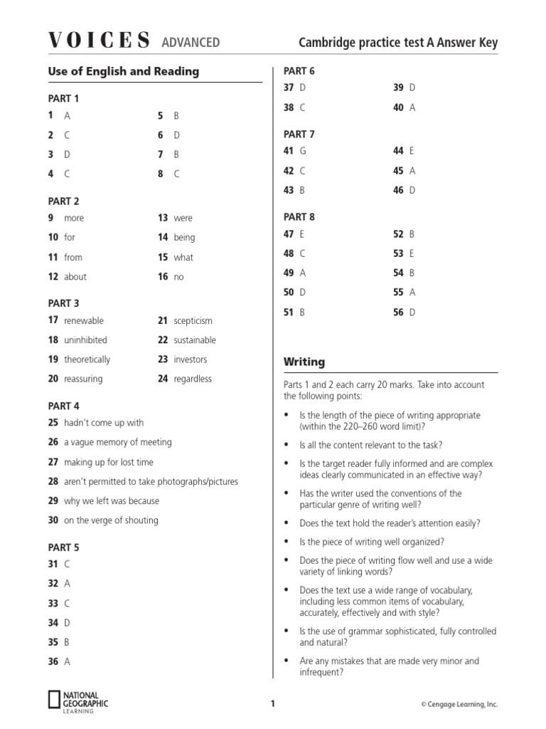 Voices Advanced Answer-Key Test A | PDF | Learning | Human Communication