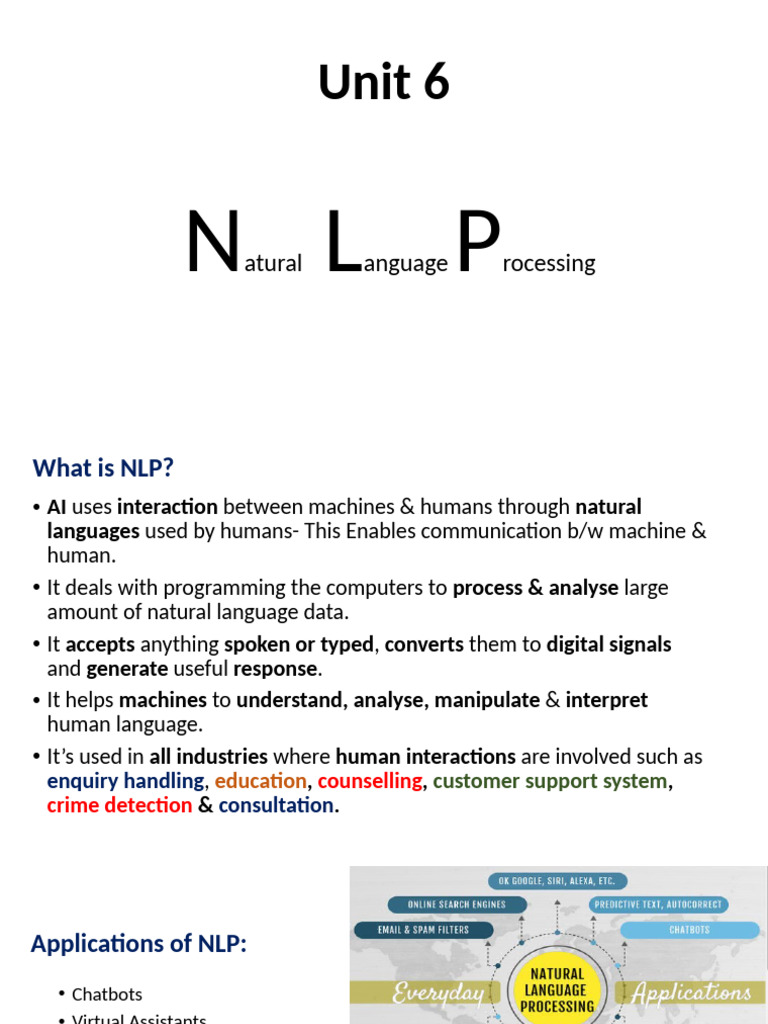 Unit 6 - AI (NLP) | PDF | Linguistics | Human Communication