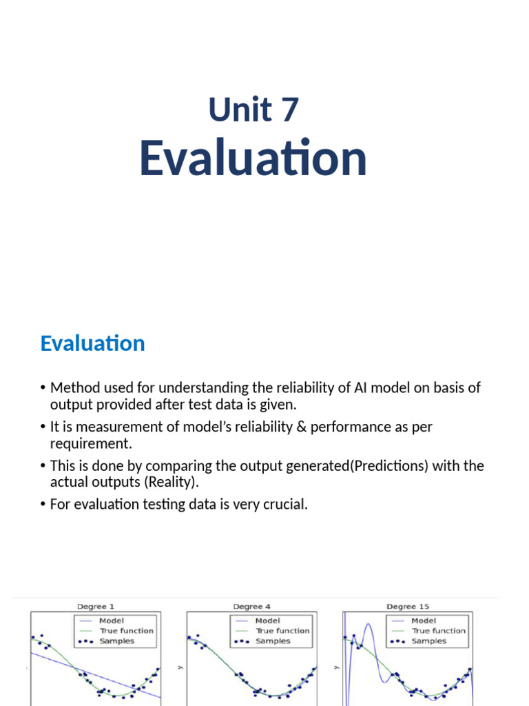 Unit 7 - AI (Evaluation) | PDF | Accuracy And Precision | Applied ...