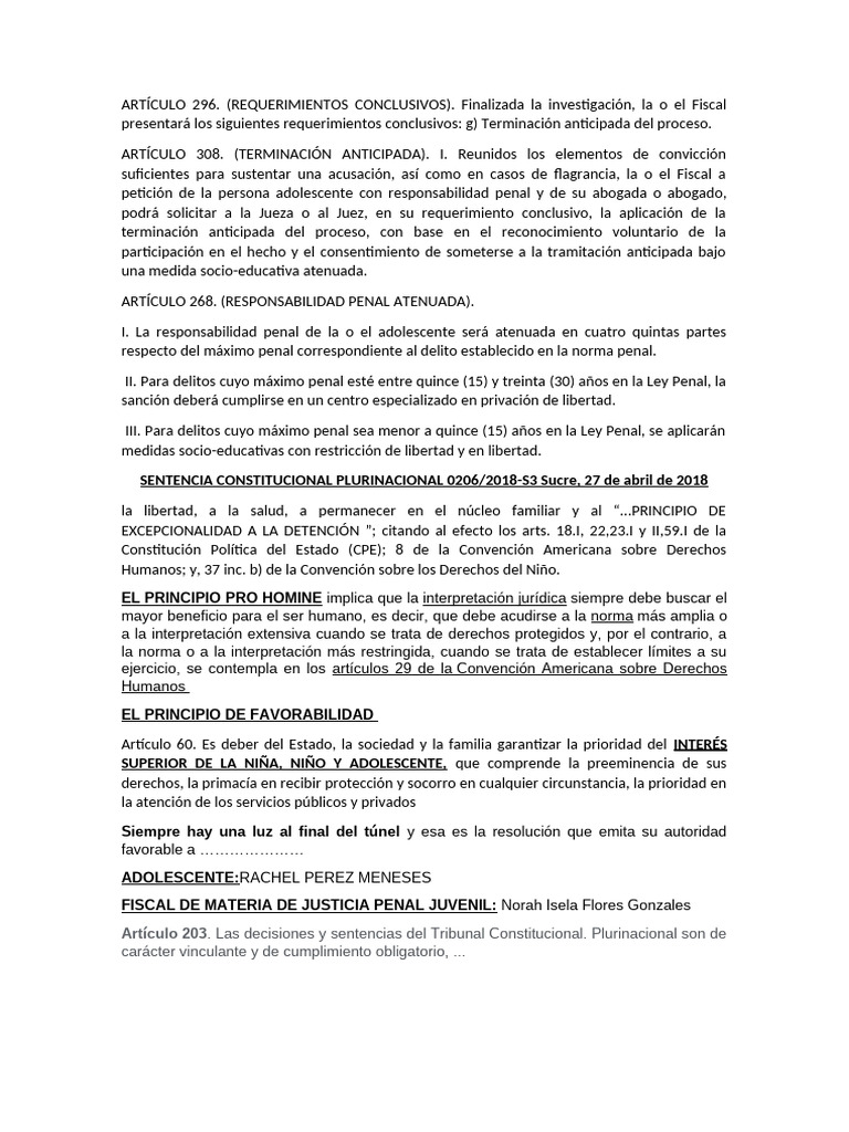 Audiencia de Terminacion Anticipada Ley 548 | PDF | Convenio europeo de derechos humanos | Fiscal