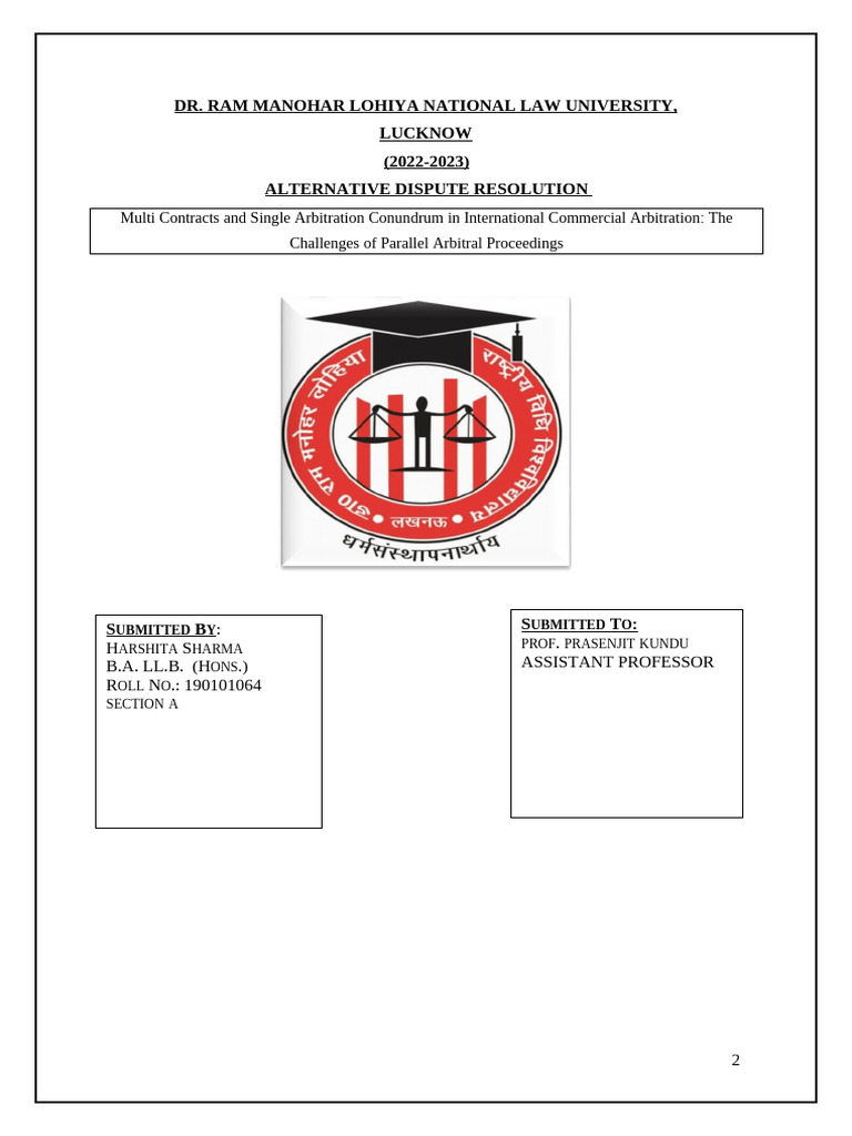 ADR - Harshita Sharma | PDF | Arbitration | Judgment (Law)