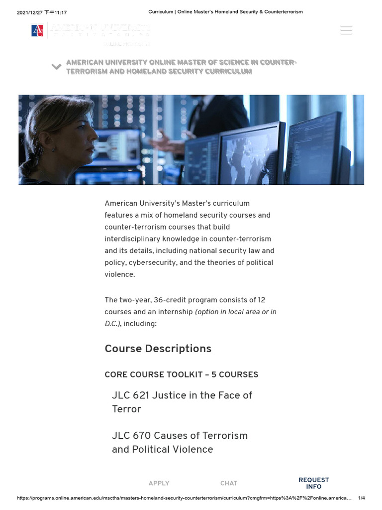 Curriculum - Online Master's Homeland Security & Counterterrorism | PDF ...