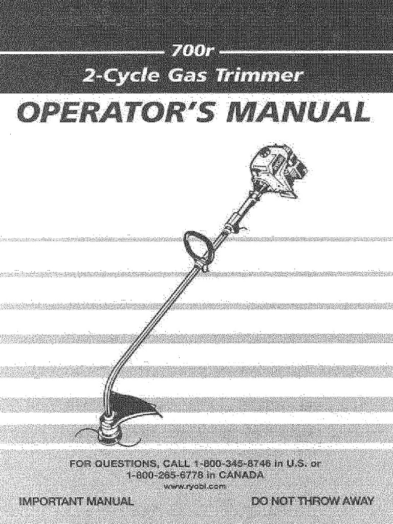 Ryobi 790R Trimmer | PDF | Manufactured Goods | Tools