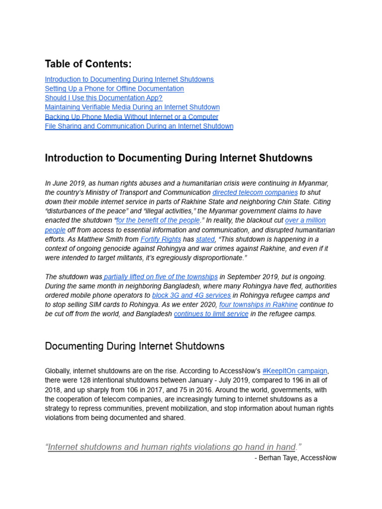 Documenting During Internet Shutdowns | PDF | Computer Network | Virtual Private Network