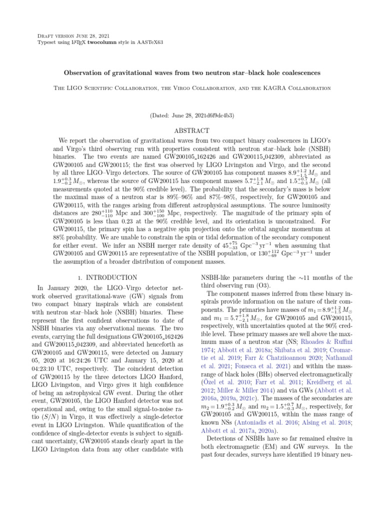 Nsbh-Discovery Final v9 | PDF | Ligo | Gravitational Wave