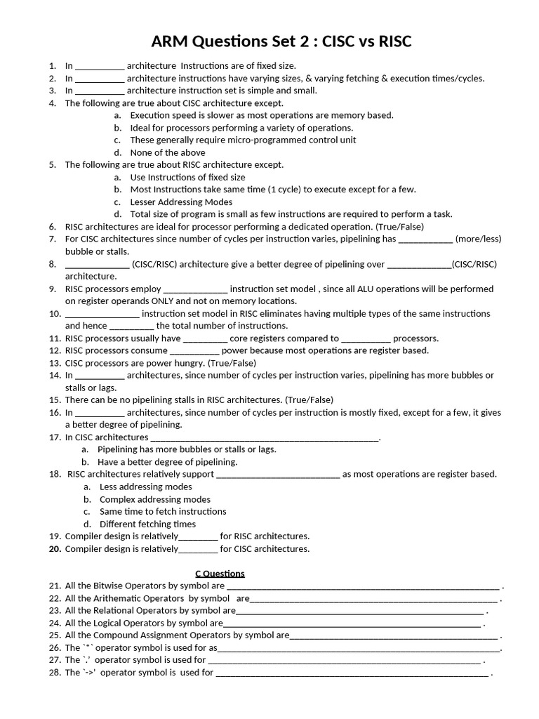 1 Cisc Vs Risc Qb Pdf Central Processing Unit Integrated Circuit
