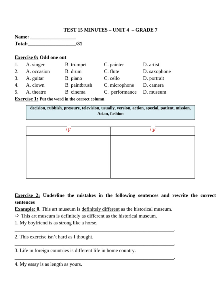 Grade 7 Unit 4 Test Review | PDF | Language Arts & Discipline | Art