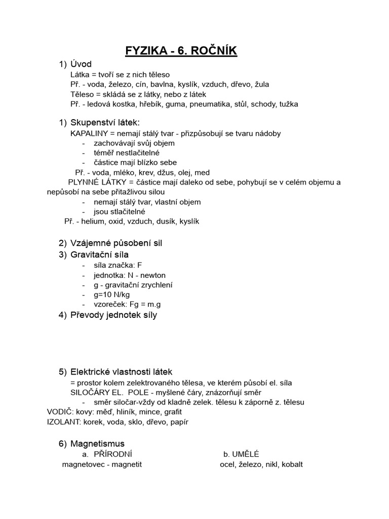 FYZIKA 6. Ročník | PDF